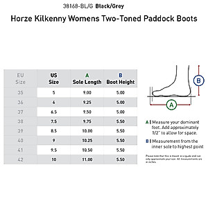 HORZE Kilkenny Women's Two-Toned Paddock Boots - Black/Grey - K 4.5 / W 7