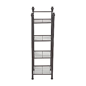 Organize It All 4 Tier Belgium Shelf Tower, Space Saver, Bathroom Organizer, Storage for Towels, Toiletries, Easy to Assemble,, Oil Rubbed Bronze