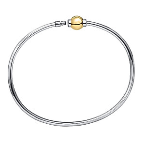 Lighthouse Creations The Traditional Sterling Silver & 14K Yellow Gold Clad Single Ball Threaded Bracelet from Cape Cod, 7.5"