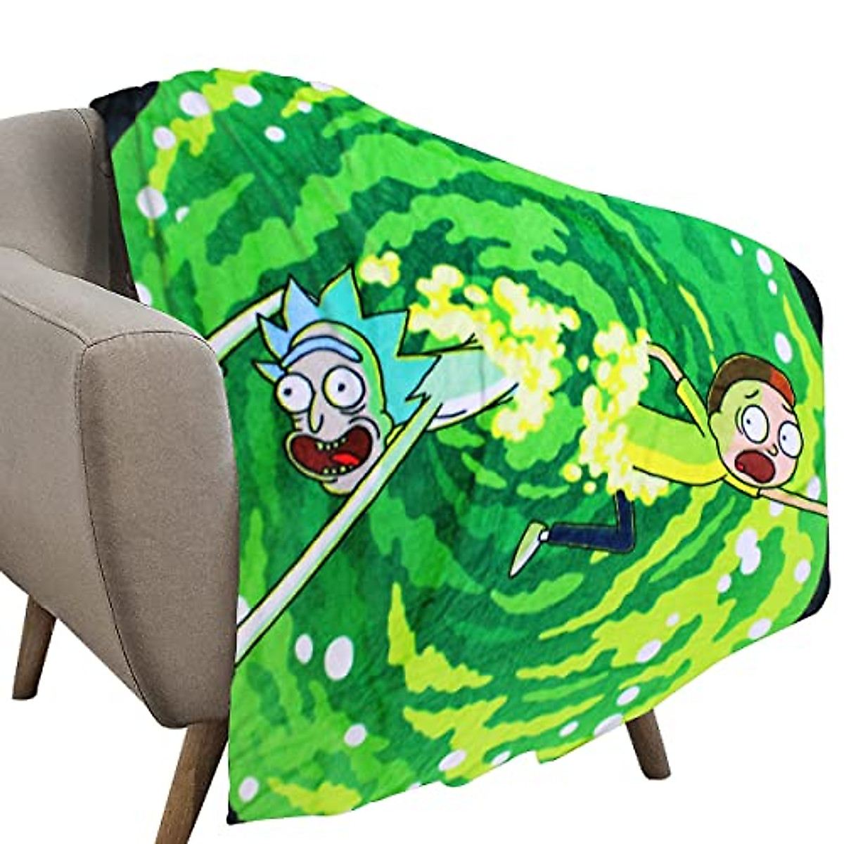 JUST FUNKY Rick and Morty Rounded Portal Blanket | 48 x 48 inches Blanket | Home Deco | Collective | Bed and Sofa Blanket | Anime Blanket | Official Licensed