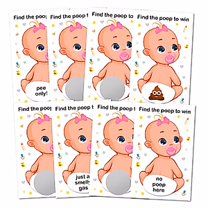 Baby Shower Girl Scratch Off Poop Game, Easy to Play Silly Games, Fun Idea, Ice Breaker Activity. Raffle Cards, Pink Pacifier, Set of 40 Cards Made in USA