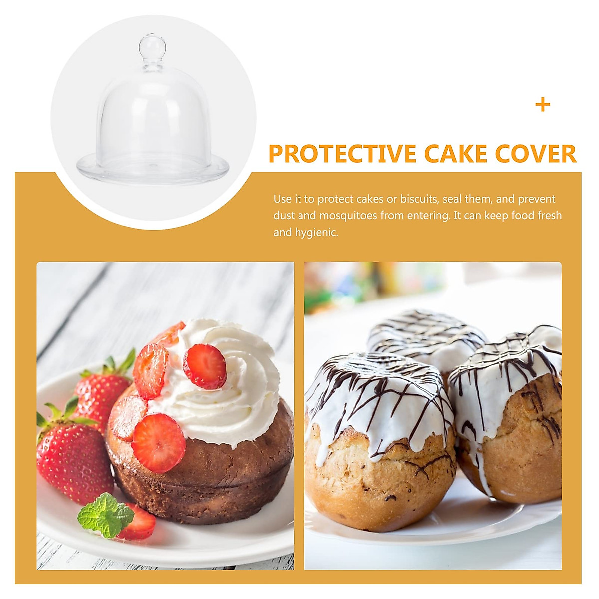 DOITOOL Mini Glass Butter Dish Dome Tray Plate, Multi- Preserving Serving Glass Lemon Keeper, Clear Glass Bell Jar Dome with Plate for Cream Cheese Cake, Salad Foods Wedding Party Home