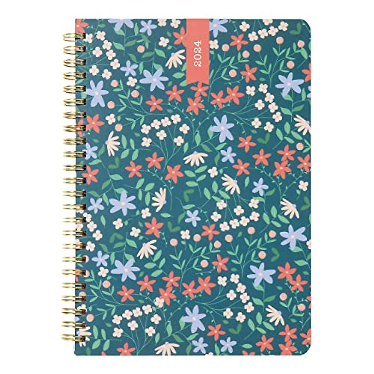 Letts Spring Valley Weekly/Monthly Planner, 12 Months, January to December, 2024, Wiro Binding, A5 Size, 8.25" x 5.875", Multilingual, Green (C082376-24)
