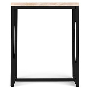 SIMPLIHOME Selma Contemporary 20 Inch Wide Metal and Wood Accent Side Table in White Wash, for The Living Room and Bedroom