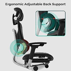 Odinlake Big & Tall Office Chair 500lbs, Heavy Duty Ergonomic Mesh Chair, High Back Swivel Computer Chair with Lumbar Support & 4D Arms，Adjustable Wide Seat Home Desk Chair with Headrest