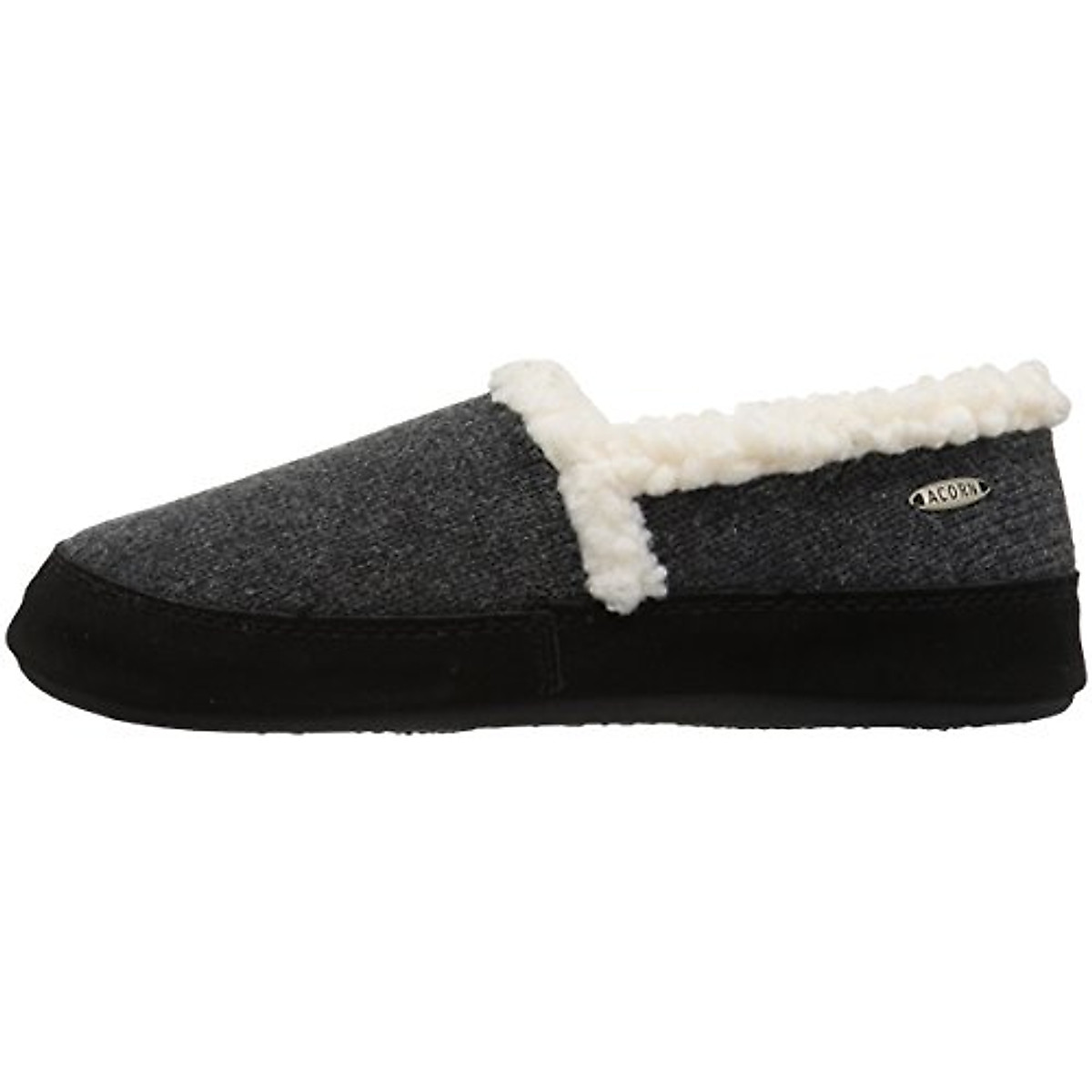 Acorn Moc Slipper – Cozy, Comfortable Moccasins for Women – House Shoes with Memory Foam Cloud Cushioning and Indoor / Outdoor Sole, Dark Charcoal Heather Ragg Wool, 8-9