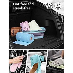 Fantasticlean Microfiber Cleaning Cloth Roll -75 Pack, Tear Away Towels, 12" x 12", Reusable Washable Rags (Purple)