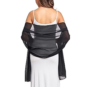 olyrjie Soft Chiffon Scarfs Shawls and Wraps for Evening Dresses Wedding Shawl Wraps Bridal Scarve for Women Black,one size