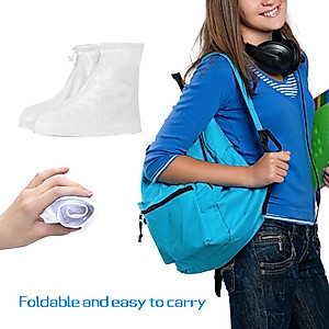 FUNLAVIE Rain Shoe Covers Non-slip Reusable Waterproof Shoe Covers for Women Men