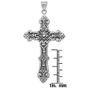 Jewelry Trends Sterling Silver X-Large Medieval Fleur de Lis Gothic Cross Pendant
