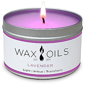 Wax and Oils Soy Wax Aromatherapy Scented Candles (Lavender) 8 Ounces. Single