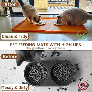 Pet Dog Cat Food Mat Silicone Dog Mat for Food and Water 28” Pet Feeding Mat Dog Bowl Mat Orange Pet Food Placemat