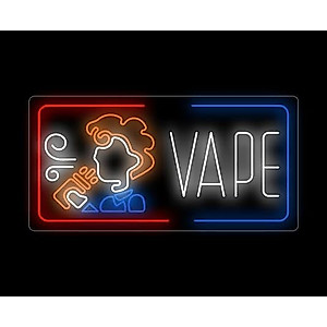 LED Neon VAPE Sign for Smoke Shops, Super Bright Unique Design VAPE Sign with Hanging Installation, 35"x17" High Visibility VAPE Sign for Stores Retail Shops Window