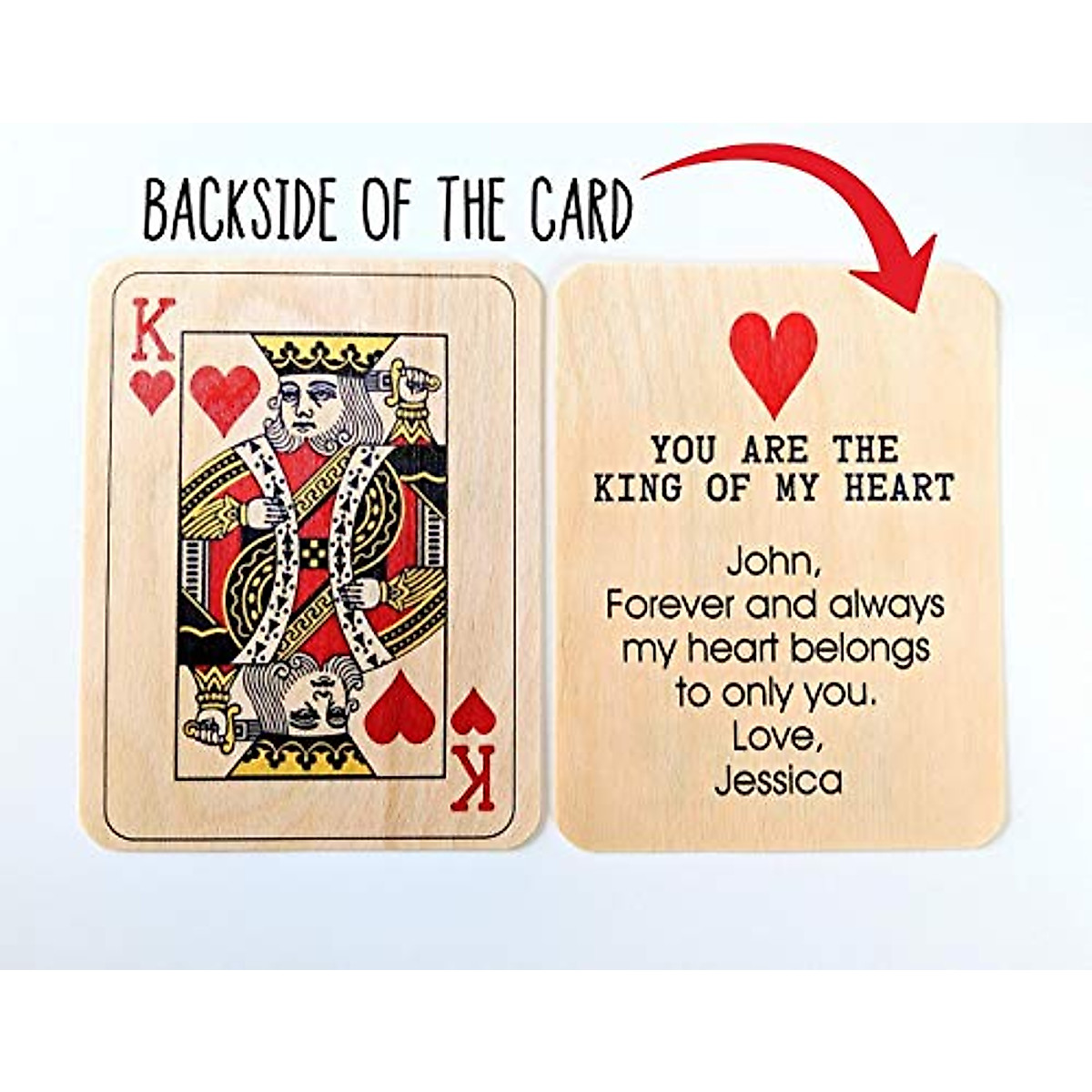 King of My Heart Personalized Valentine Card for Him Love Card Wood Card Romantic Card Valentines Day Card I Love You Card