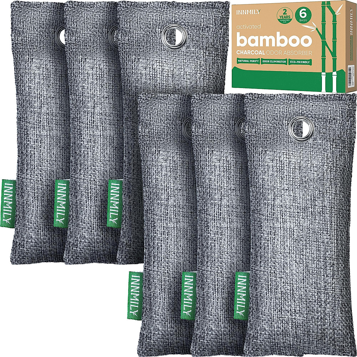 Activated Charcoal Odor Absorber,6 Pack Nature Odor Eliminator for Shoes, Bamboo Charcoal Air Purifying Bags,Shoe Deodorizer for Fresh Sneakers,Shoe Smell Remover