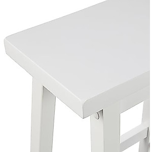 Amazon Basics Solid Wood Saddle-Seat Counter Height Kitchen Island Barstool, 24-Inch Height, White - Set of 2