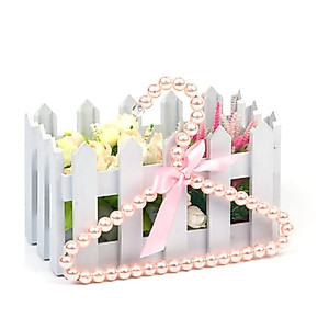 littlefall Dog Cat Pet Clothes Hanger Plastic Pearl Beaded Bow Clothes Dress Coat Hangers Closet Coat Storage Organizer Dry Rack 5 Pcs (Pink)