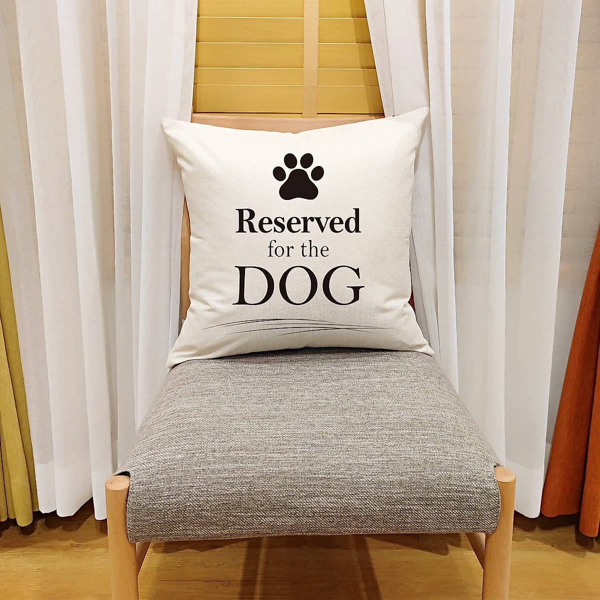Reserved for The Dog Throw Pillow Case, Funny Dog Pillow Cover, Dog Decor Gift, Gifts Dog Mom, Gifts Dog Owner, Cushion Cover for Sofa Couch Bed, 18 x 18 Inch-8L110