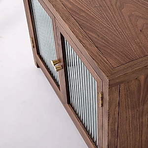 ZYR Desktop Storage Cabinet with Glass Door Sideboard Black Walnut Wood Small Cupboard Home Decoration Cabinet Storage Cabinet Kitchen Bathroom Countertop Cabinet Double Layer