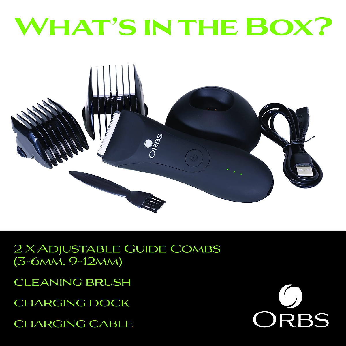 Orbs™ Electric Trimmer for Men, Premium Ball Trimmer/Shaver for Men, Waterproof Groin and Body Shaver Groomer, Replaceable Ceramic Blade Heads,100 Min Battery Life