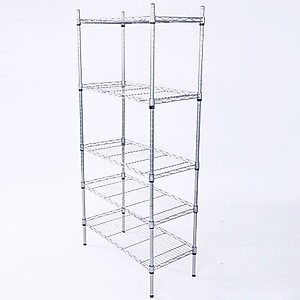 GODECOR 5-Tier Wire Shelving Unit Height Adjustable Metal Shelf, Ideal for Kitchen, Office, Laundry (29.1" L x 13.4" W x 59.1" H), Silver Gray