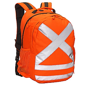Caribee Reflective Safety and Hydration Backpack for Work, Hunting, Motorcycle and Construction in High Visibility Orange for Men and Women