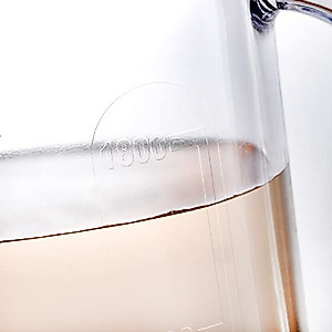 Coloch 2 Pack 2 Quart Plastic Water Pitcher with Flip Top Spout Lid, Clear Slim Water Container for Fridge Door Juice Pitcher with Scale Line for Tea, Lemonade, DIY Drinks, Blue and Pink