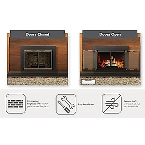 Pleasant Hearth Alsip Sunlight Nickel Glass Firescreen Door | Small