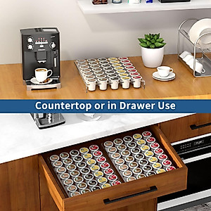 AITEE Acrylic K Cup Drawer Organizer, Clear K Cup Organizer Tray for Drawer or Countertop Storage,Hold 35 Coffee Capsules,K Cup Coffee Pod Holder for Office and Kitchen K Cup Storage (11.6x15.3Inches)