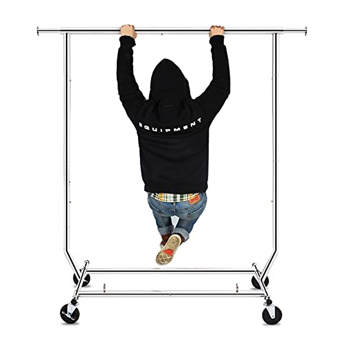 HOKEEPER 250 Lbs Load Capacity Clothes Hanging Garment Racks Portable Heavy Duty Commercial Grade Clothing Rack with Wheels, Chrome Finish