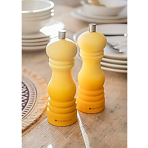 MasterClass Pepper Mill or Salt Grinder with Interchangeable Cap, Plastic, Mustard Yellow Ombré, 17 cm