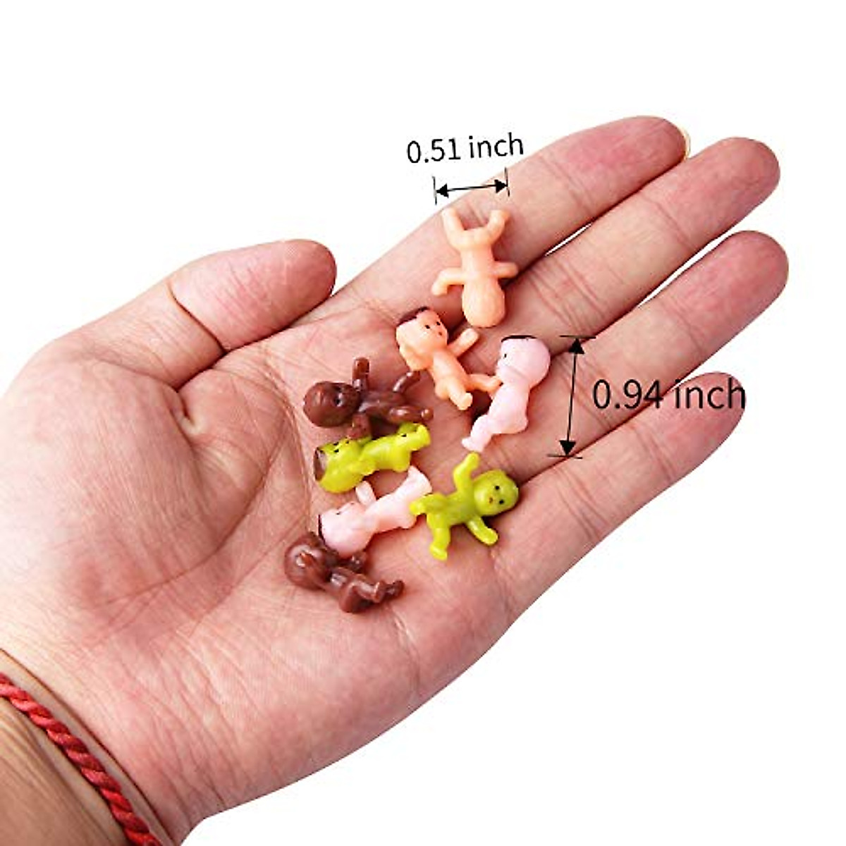 Lamoutor 200 Pieces Mini Plastic Babies Mixed Race For Baby Shower Party Favor Supplies Ice Cube Game Party Decorations 1 Inch (Dark Brown, Latin, Pink, Green)