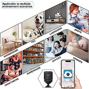 Lymoc Wireless Camera 1080P,Mini WiFi Camera Kids Pets Camera with Motion Detection Night Vision for Home Office Security,Phone Cameras for Surveillance - Size:1.5 x 1.5 x 1.5 inches