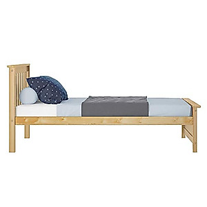 Max & Lily Twin Bed, Wood Bed Frame with Headboard For Kids, Slatted, Natural