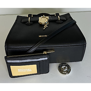 Michael Kors MICHAEL Michael Kors Hamilton SM Satchel bundled with SM TZ Coinpouch Purse Hook (Black)