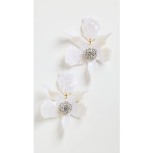 Lele Sadoughi Women's Crystal Lily Earrings, Mother of Pearl, Off White, White, One Size