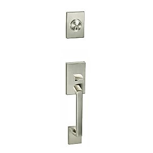 Better Home Products Tiburon Front Door Handleset | Exterior Door HandleSet for Right and Left Handed Door - Entry Handleset Satin Nickel