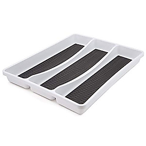 Copco Basics 3 Compartment Drawer Organizer, White and Charcoal Gray