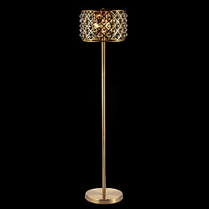 JONATHAN Y JYL9000A Elizabeth 60" Crystal/Metal LED Floor Lamp, Contemporary, Transitional, Elegant, Geometric, Office, Living Room, Family Room, Dining Room, Bedroom, Hallway, Foyer, Brass Gold/Clear