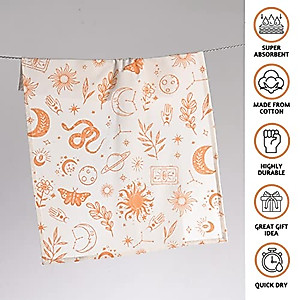 Folkulture Kitchen Towels with Hanging Loop, Set of 3-100% Cotton Kitchen Towels and Dishcloths Sets, Farmhouse Dish Towels or Tea Towels, 20 x 26 inches (Luna Rosa)