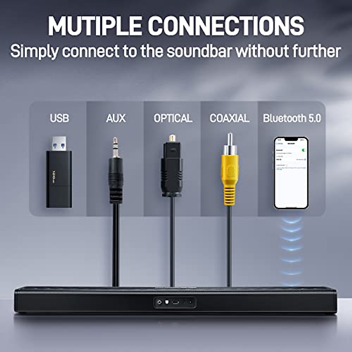 OXS Sound Bars for TV, 4 Speakers TV Sound Bar, Bluetooth 5.0 Deep Bass 80W Compact Soundbar, Easy Setup w/Mount Kits, 3 Modes for Concert/Home Theater/Gaming Wireless Surround Sound System for TV