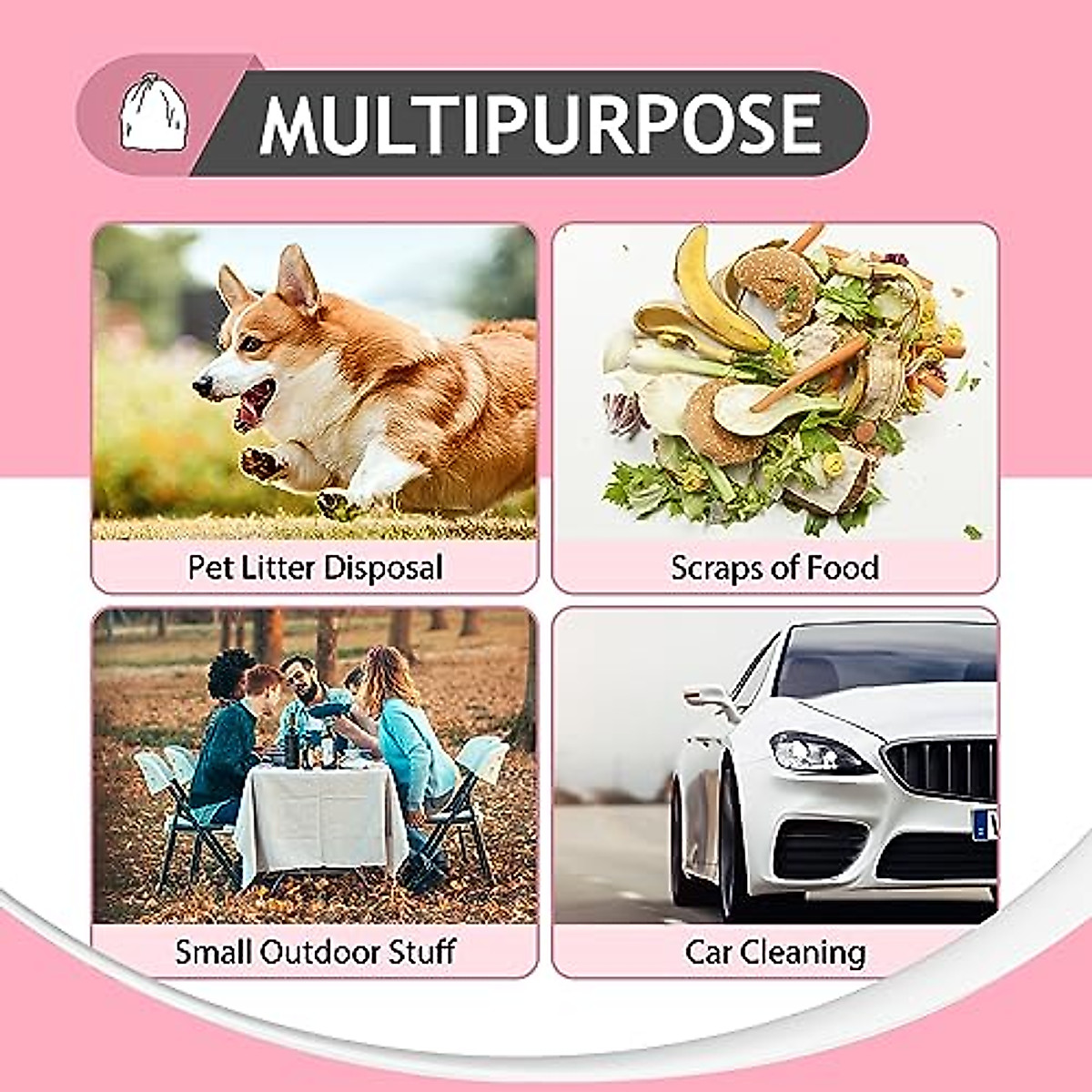 1.2 Gallon 80 Counts Strong Trash Bags Garbage Bags, Bathroom Trash Can Bin Liners, Small Plastic Bags for home office kitchen, fit 5-6 Liter, 0.8-1.6 and 1-1.5 Gal (Pink)