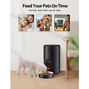 Tetsbo Automatic Cat Food Dispenser, Automatic Cat Feeders with Freshness Preservation, Timed Cat Feeder for Dry Food,Up to 6 Meals Per Day,Timed Pet Feeder for Cats/Dogs