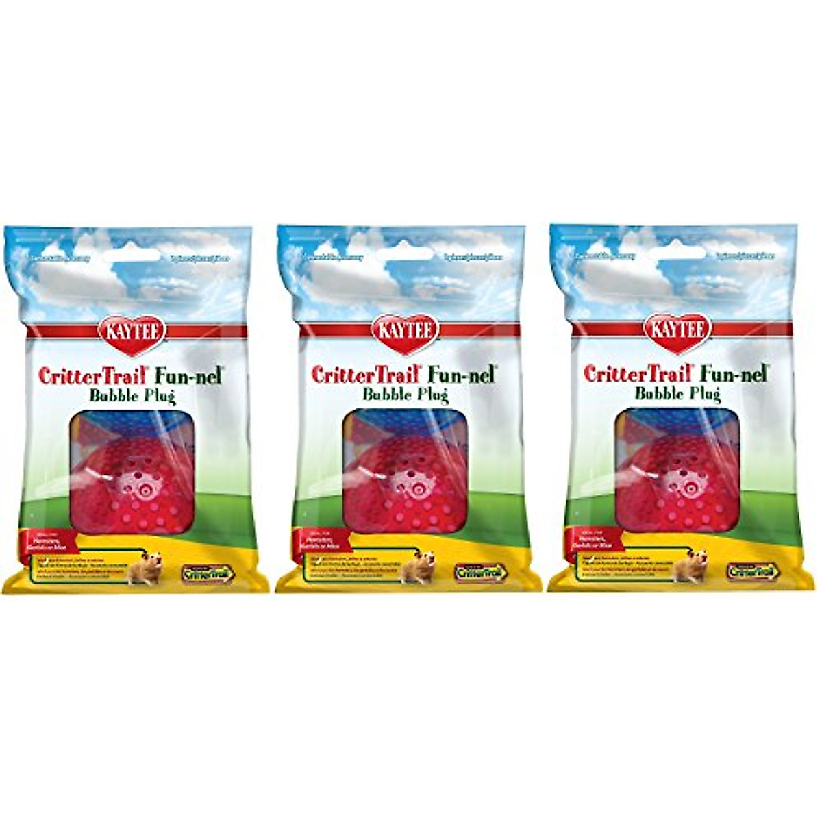(6 Pack) Kaytee CritterTrail Fun-nels Bubble Plugs, Assorted Colors (3 Packages Containing 2 Each)
