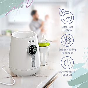 Baby Bottle Warmer for Breastmilk and Formula - Electric Fast Milk Bottle Heater, Baby Food Warmer with Timer and Auto Shut Off