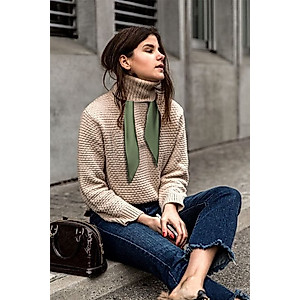 Persmileful Women's Fashion Soft Large Satin Square Chiffon Polyester Scarf Set Head Neck Multiuse Solid Colors Available (Dark green)