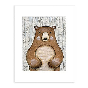 Woodland Nursery Decor for Boys - Animal Pictures Wall Art - Baby Room Prints - Bear Deer Fox Raccoon Rabbit Squirrel - SET OF 6-8x10 - UNFRAMED