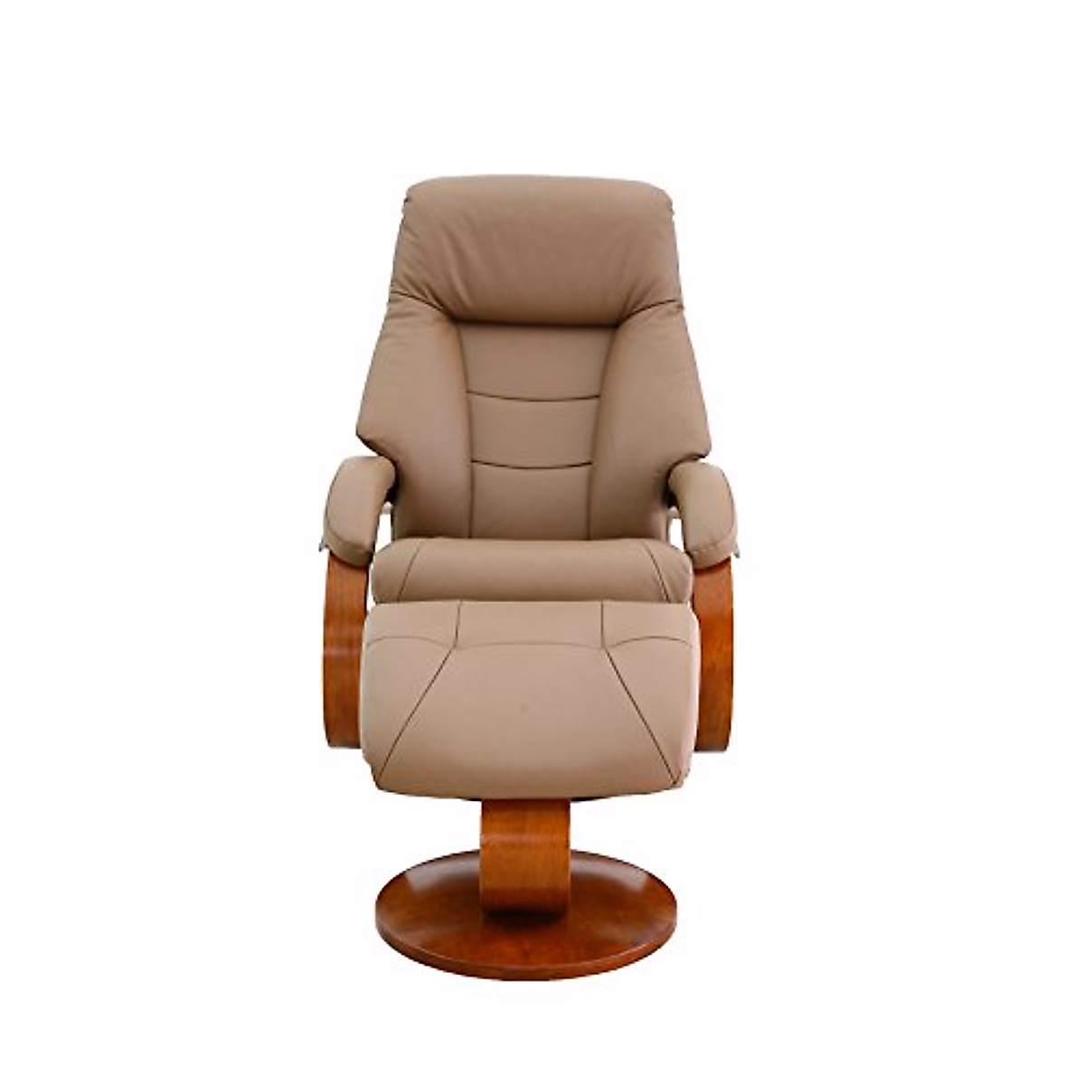 Mac Motion Chairs Collection by Mac Motion Mandal Top Grain Leather Oslo Recliner and Ottoman, Sand (tan)