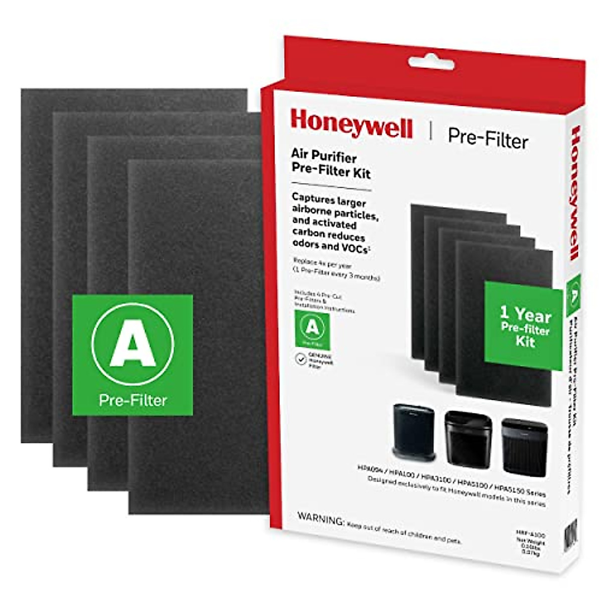 Honeywell HEPA Air Purifier Filter Kit & Honeywell HRF-A100 Air Purifier Pre Kit Filter, 4-Pack & Honeywell HEPA Air Purifier Filter R, 1-Pack for HPA 100/200/300 and 5000 Series
