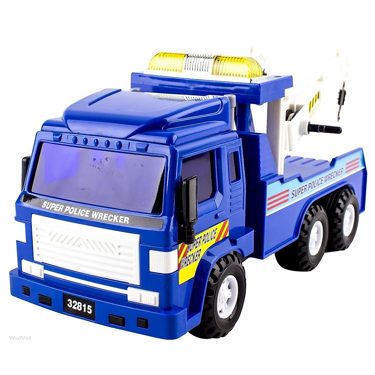 Big Daddy Let's Pretend Wrecker Tow Truck - Friction Powered Police Style Toy Truck with Adjustable Strings